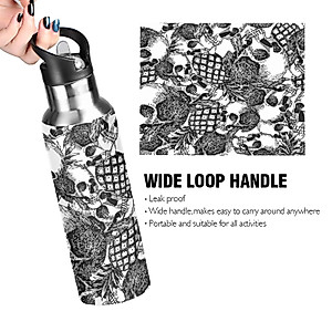 Anyangquji 20oz Stainless Steel Water Bottle Vacuum Insulated,Sports Water Bottle with Straw Lid for Fitness Gym Outdoor (color1)