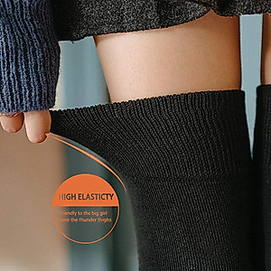 HOMERIT Plus Size Thigh High Socks Extra Long White Black Sock For Women Cotton Over The Knee High Boot Stockings Knit Leg Warmers Daily Wear, Black White, 15 X 10 X 5 CM