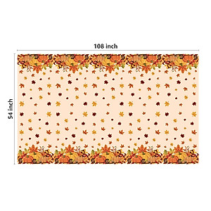 Horaldaily 3 Pack Fall Disposable Tablecloth, Thanksgiving Leaves Plastic Rectangular Table Cover for Birthday Anniversary Party Decoration 54×108 Inch