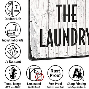 SmartSign Alexa Do The Laundry Sign, Modern Laundry Room Sign, 14 x 10 inch, 40 mil Laminated Rustproof Aluminum, Rustic Wall Décor, Black on Light Wooden Pattern Background