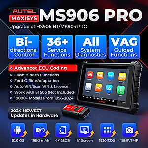 Autel MaxiSys MS906Pro Scan Tool: 2024 Newer Model of MS906/ MS906BT/ MK906BT Car Diagnostic Scanner, ECU Coding, 36+ Services, Active Test, All System, FCA Access, Work with BT506/MV105S/MV108S
