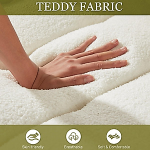 Wrofly 39.7" Teddy Cloud Sofa Couch, Modern Deep Seat Boucle Single Sofa Chair, Comfy Upholstered Sherpa Couch with Pillow, Oversized Accent Armchair for Living Room Apartment Office, Beige White