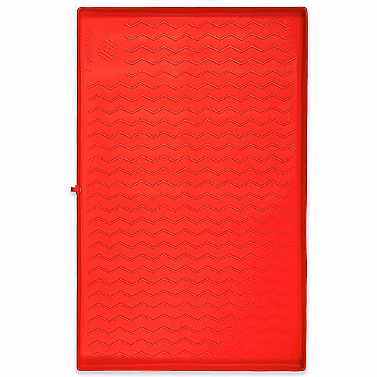 Under Sink Drip Tray - Silicone Liner Mat for Under Kitchen or Bathroom Sink - Waterproof Organizer Protects Floors from Leaks - 34" x 22" Red