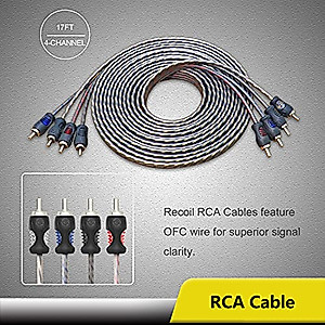 Recoil RCK84 True 8 Gauge Complete 4-Channel CCA Amplifier Wiring Kits with OFC RCA Cable