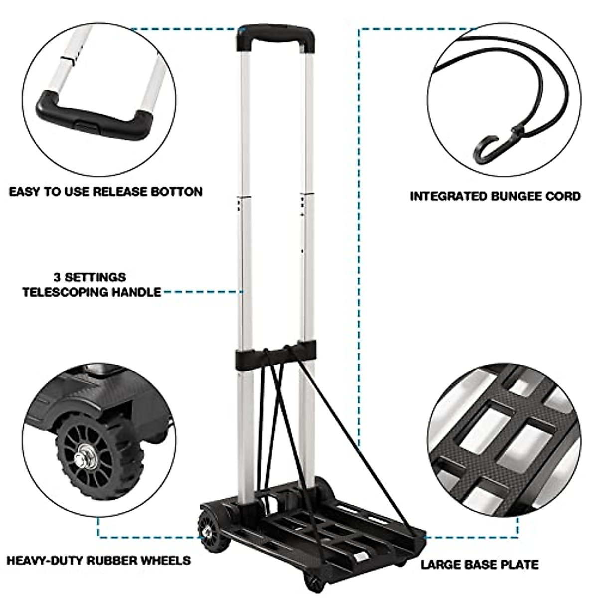 Rolling Cooler 48 Can Cooler On Wheels Beach Cooler with Rubber Wheels and Handle Insulated Large Rolling Cooler with Bungee Cord and All-Terrain Cart for Beach, Tailgate Parties, Work, 2-in-1 Design