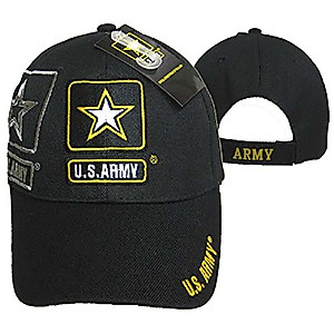 U.S. Army Star Shadow Black Embroidered Baseball Cap Hat 601S