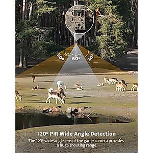 usogood Trail Camera 36MP 4K 30fps Game Camera with Night Vision Motion Activated IP66 Waterproof, 65ft 120° Wide Angle Detection Hunting Camera, for Outdoor Garden Backyard Wildlife Monitoring