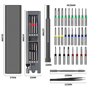31 in 1 Precision Screwdriver Set, VOXIV Magnetic Manual Screwdriver Tool Set with 30pcs Phillips Head & Flathead, Mini Screwdriver Set for Electronics, iPhone, PC, Jewelers, Watch, Eyeglass Repairing