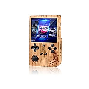 RG351V Handheld Game Console, 3.5 inch IPS Screen Classic System Retro Video Games Consoles, Supports Dual TF Extend 256GB, 64G TF Card 6000 Classic Games (Wood Grain)