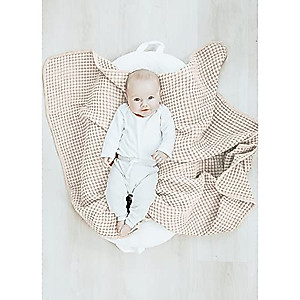 Konssy Waffle Baby Blankets, Nursery Blankets for Boys Girls, Swaddle Blankets Neutral Soft Lightweight Toddler and Kids Throw Blankets(Oat)