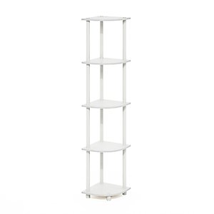 Furinno Turn-N-Tube 5 Tier Corner Display Rack Multipurpose Shelving Unit, White/White