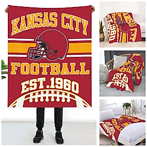 TOUVCRD Kansas Fans Blanket Gifts 50x60 inches City Soft Lightweight Flannel Throw Blanket for Men Women Youth Kids Classic Football Team Color Blankets for Sofa Bed Bedroom Living Room