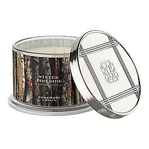 Premium Scented 4-Wick Candle, Winter Fireside, HomeWorx by Slatkin & Co - 18 oz - Long-Lasting Jar Candle, 30-55 Hours Burn Time - Sultry Incense, Smoked Firewood, Clove Buds & Mulled Spices