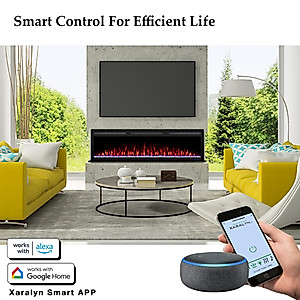 Dreamflame 60" WiFi-Enabled Electric Fireplace, Smart Control via Alexa or App, Recessed & Wall Mounted Fireplace Heater with Thermostat, Slim Frame, Multi-Color Combinations, Black