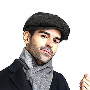 Men's Vintage Newsboy Gatsby Hat Blend Wool Flat Ivy Cabbie Autumn Winter Cap Boyfriend Gift M