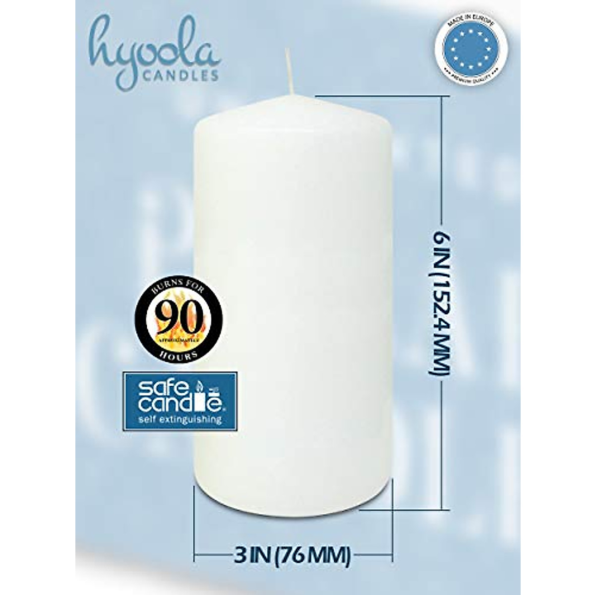 Hyoola White Pillar Candles 3x6 Inch - Unscented Pillar Candles - 12-Pack - European Made