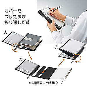 KOKUYO Systemic Synthetic Leather Cover Notebook, with One Semi-B5, B 6mm Ruled, 35 Lines, 40 Sheets, Twin Ring Edge Title Notebook, Black, Japan Import (NO-V683B-D)