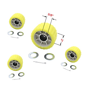 GHmarine 3" Width x 5" OD Boat Trailer Rollers Poly Ribbed Wobble Mounting Hole Diameter 1-1/8"