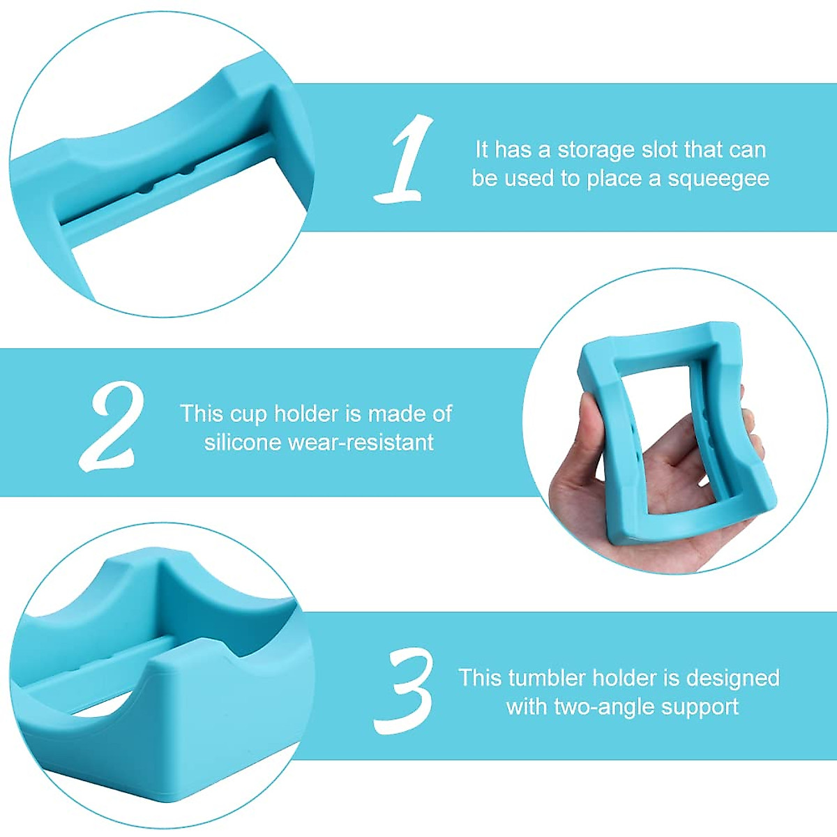 homfanseec Silicone Cup Cradle for Tumblers, Tumbler Holder with Built-in Slot and Felt Edge Squeegee for Crafting, Vinyl Stand Small Tumbler Stand Cup Holder Use to Apply Vinyl Decals(Blue)