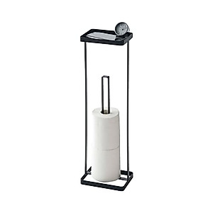 Yamazaki Home Roll Stand with Tray | Steel | Toilet Paper Stocker, One Size, Black