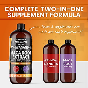 Clean Nutraceuticals Clean Ashwagandha Maca Root 5000mg Liquid Vitamin - Natural Stress Relief & Health Boost for Women Men - Alternative to Ashwagandha Gummies Capsules Powders Pills - 32 Servings