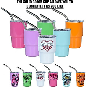 Mini Tumbler Shot Glass with Straw, 2oz Tumbler Shot Glasses, Double Wall Vacuum Sealed Stainless Steel Insulated Slim Tumblers, Mini Travel Coffee Mug,for Champaign,Cocktail,Beer Party (Blue+Purple)