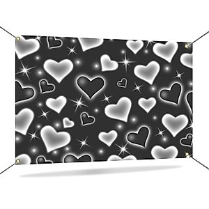 Mocsicka Black Heart 2000s Backdrop for Photoshoot Old School Photography Background 2000s Heart Valentine's Day 90s Banner Photo Booth Studio