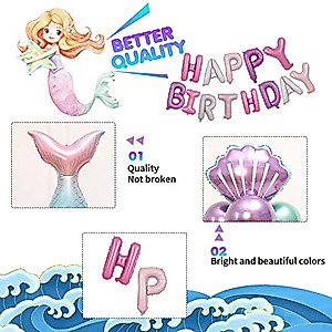 Mermaid Balloons Mermaid Birthday Decorations Mermaid Party Supplies Purple Mermaid Happy Birthday Banner Baby Shower Decorations 28pcs LilyZheng