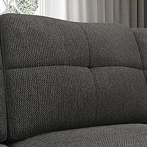 HONBAY Convertible Sectional Sofa with Storage Ottoman L Shaped Couch for Small Apartment Reversible Sectional Sofa for Living Room,Dark Grey