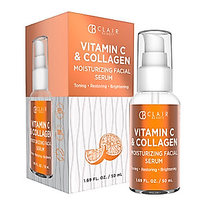 Clear Beauty Vitamin C and Collagen Face Serum - Reduce Dark Spots & Wrinkles, Moisturizing, Anti-aging & Brightening Facial Serum - Cruelty Free Korean Skin Care For All Skin Types
