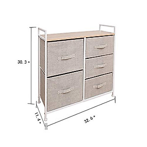 East Loft Multipurpose Dressers for Bedroom Cheap Closet Dresser for Nursery - Storage Dresser with 5 Fabric Drawers - Easy Assembly Small Dresser for Closet Kids Clothes Organizer (Beige)