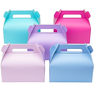 UnicoPak 30 Pack Pastel Gable Treat Boxes Colorful Party Favor Goodie Bag Boxes for Candy Treats Goody Cookie Toys for Kids Birthday Party, 6.5x3.5x3.5 Inches