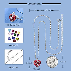 STARCHENIE Heart Birthstone Necklace for Women 925 Sterling Silver Star Heart Pendant Jewelry Gift for her July Ruby