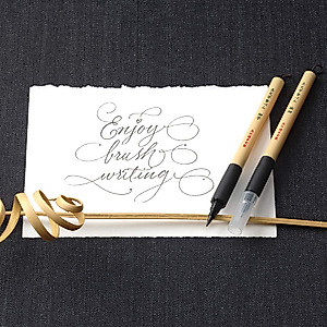 Kuretake Bimoji Brush Pen, 5 pcs set (Extra Fine, Fine, Medium, Large, Medium Brush), great for Calligraphy, Hand lettering and Illustration, for Beginners and Professional, Made in Japan