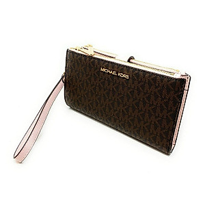 Michael Kors Jet Set Travel Double Zip Wristlet (brown softpink)