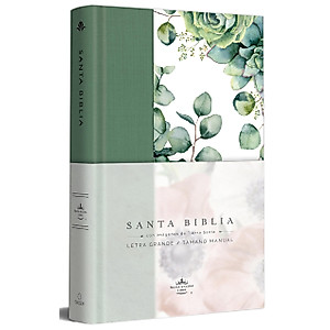 Biblia RVR 1960 letra grande Tapa dura y tela verde con flores tamaño manual / B ible RVR 1960 Handy Size Large Print Hardcover Cloth with Green Floral