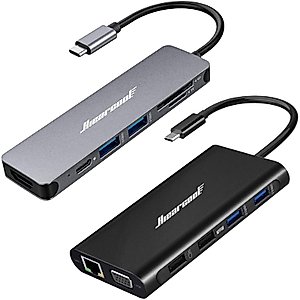 Hiearcool 7IN1 USB C Adapter and 11IN1 Docking Station, USB C Hub, Multi-port USB C to HDMI Dongle