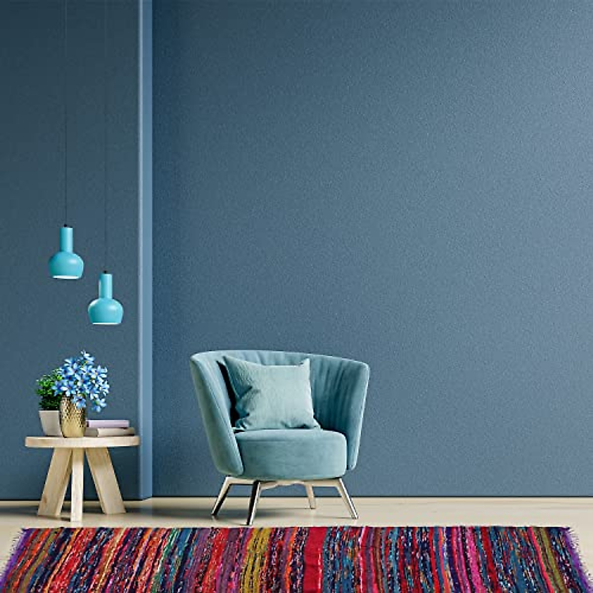 Ekakshx Multi Color Chindi Rag Rug 4X6'| Hand Woven Rug & Reversible Runner Rug | Recycled Cotton Colorful Chindi Rug for Living Room Kitchen | Rustic Rug | Runner Rugs (4 * 6 Feet, Purple Color)