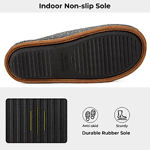 VeraCosy Men's Cozy Faux Wool Slippers Warm Memory Foam Indoor Slip on House Shoes Dark Gray, 11-12 US