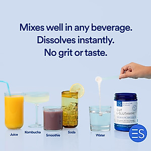 Essential Stacks Gut L-Glutamine Powder - Made in USA - Pure L Glutamine Powder for Gut Health - Dairy, Soy & Gluten Free, Non-GMO, Vegan Glutamine Supplement