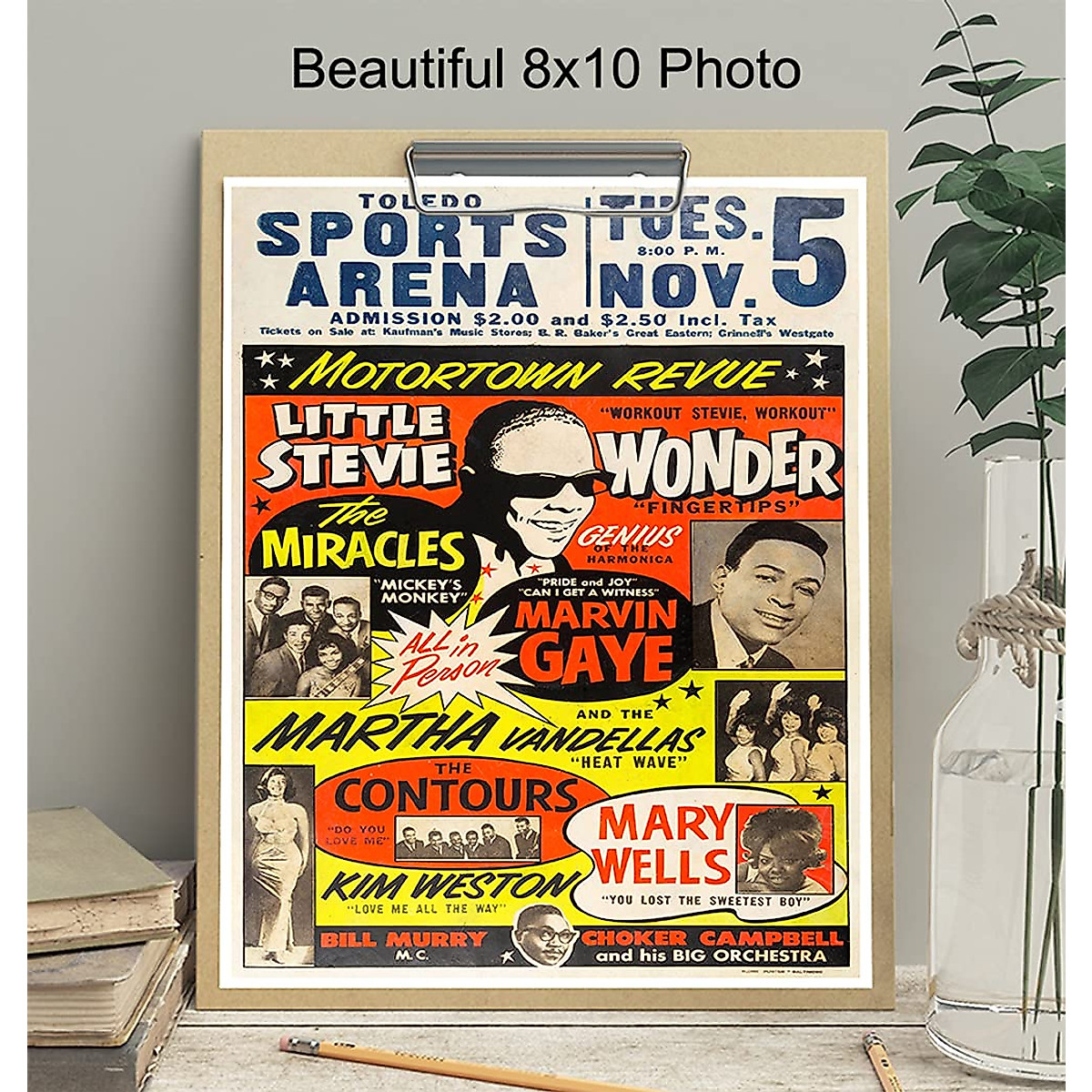 Motown Black Music - African American Wall Art - Black Art - Black Culture - Black History - Stevie Wonder, Marvin Gaye Concert Posters Wall Decor - Famous African American History - Afro Wall Art