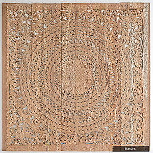 Moroccan Queen Headboard Coastal Bedroom - Home Decoration Furniture Wall Art Panels Hand Carved Reclaimed Teak Wood Thailand 60 Inches