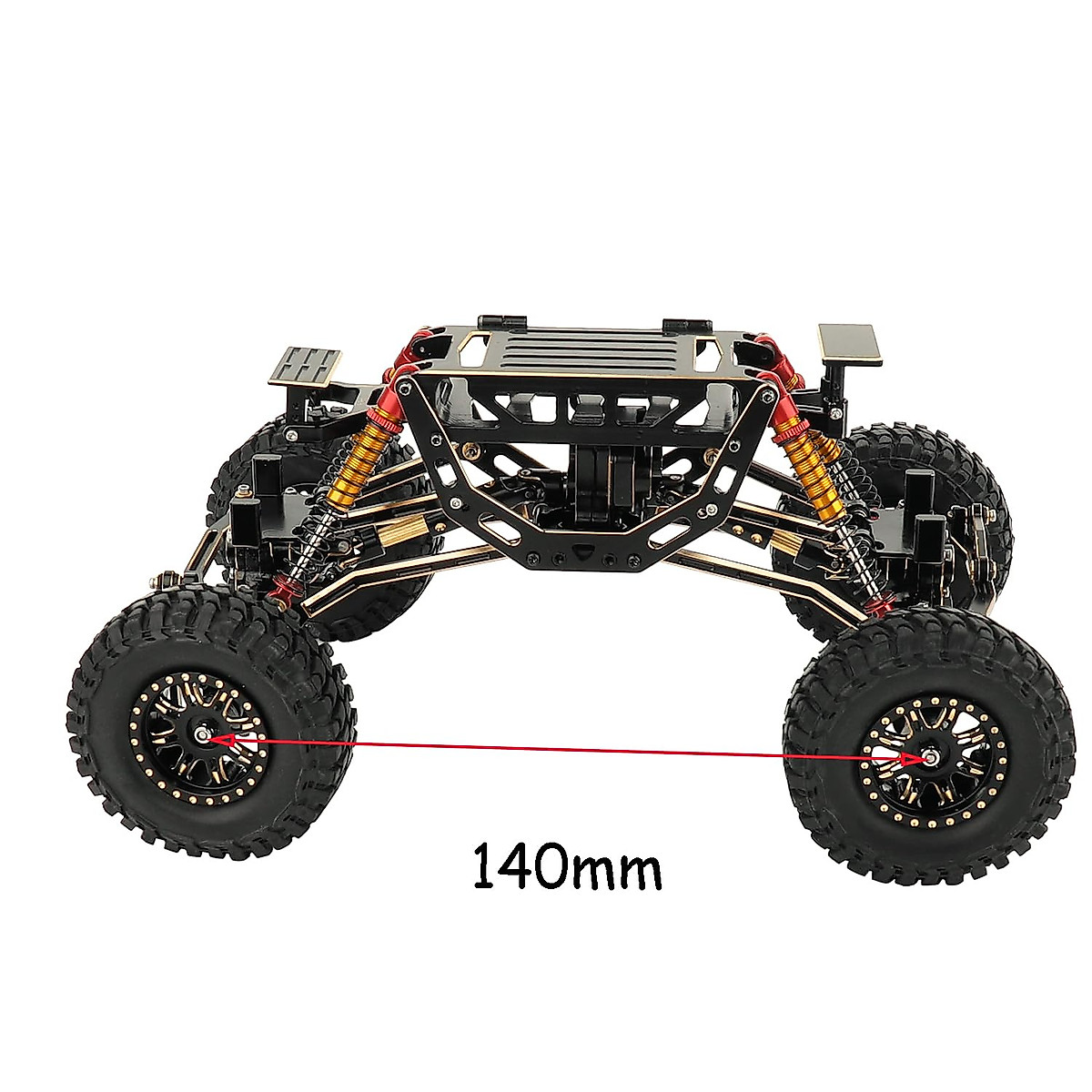 RZXYLRC Brass Assembled Car Chasiss Frame Kit with Axles Wheels Bumper (optional) for Axial 1/24 AX24 4WS XC Crawler Truck Model RC Car Upgrade Parts (with Wheels)