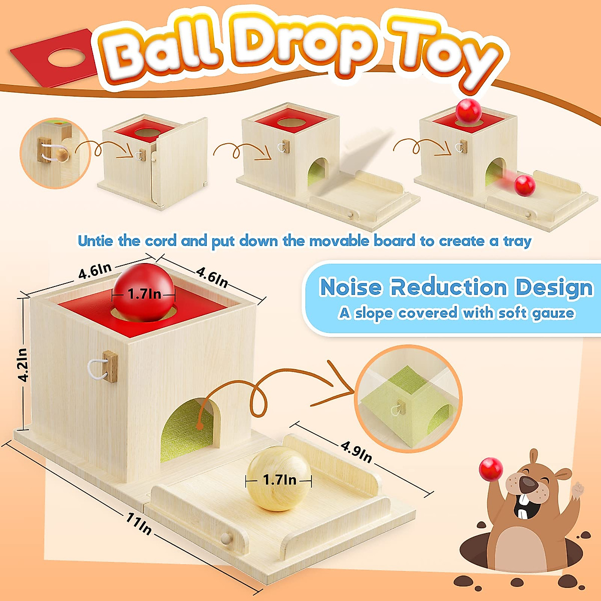 Yehtta 4 in 1 Educational Montessori Toys for 1 2 Year Old, Include Object Permanence Box, Magnetic Worm Game, Carrot Harvest Toy, Coin Drop Toy, Developmental Montessori Toys for Babies 6-12 Month