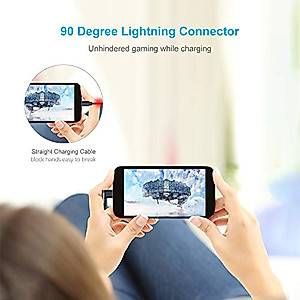 aceyoon 2 Pack 1ft Lightning Cable Right Angle, MFi Certified iPhone Charger Cable, Braided Lightening Charger Cables and Data Sync for iPhone 14/13/12/11, XS Max/XR/XS/X, 8/7/6, iPad