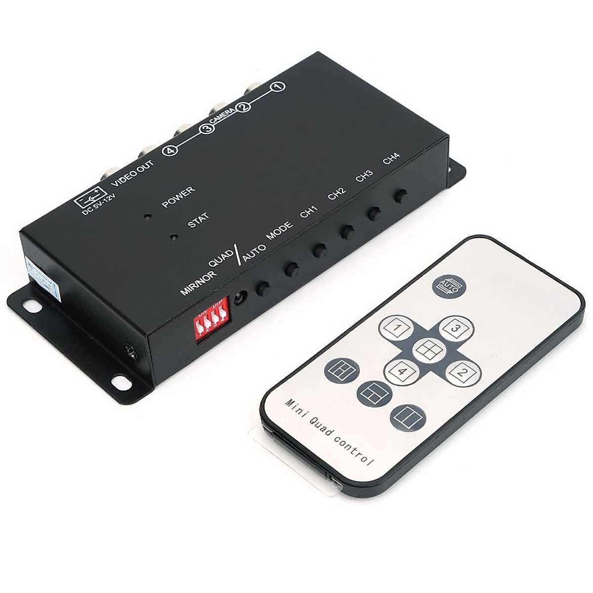 Toughsty™ 4Ch Mini Color Video Quad Splitter Multiplexer Processor Switcher for CCTV Security Camera