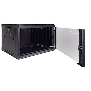 NavePoint 6U Server Cabinet Wall Mount Rack Enclosure Includes 2 Fans, Locking Glass Door, Removable Side Panels – 6U Network Cabinet 17.7” Deep, 19 Inch Server Rack for IT and A/V Equipment
