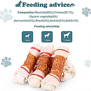 Pawant Chicken Rawhide Bones for Large Dog Treats Puppy Chews Snacks Promotes Healthy Chewing Chicken Wrapped Knot 6.5" 0.5lb