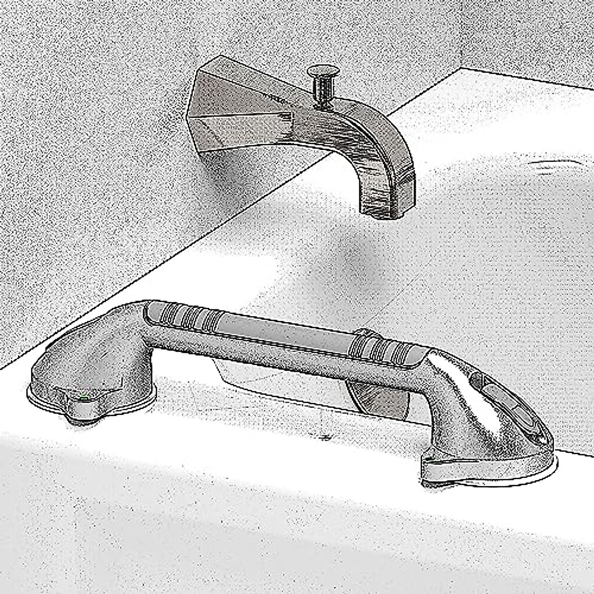 AmeriLuck 16.5inch Suction Bath Grab Bar with Indicators, Balance Assist Bathroom Shower Handle, Silver/Grey（Pack of 2）