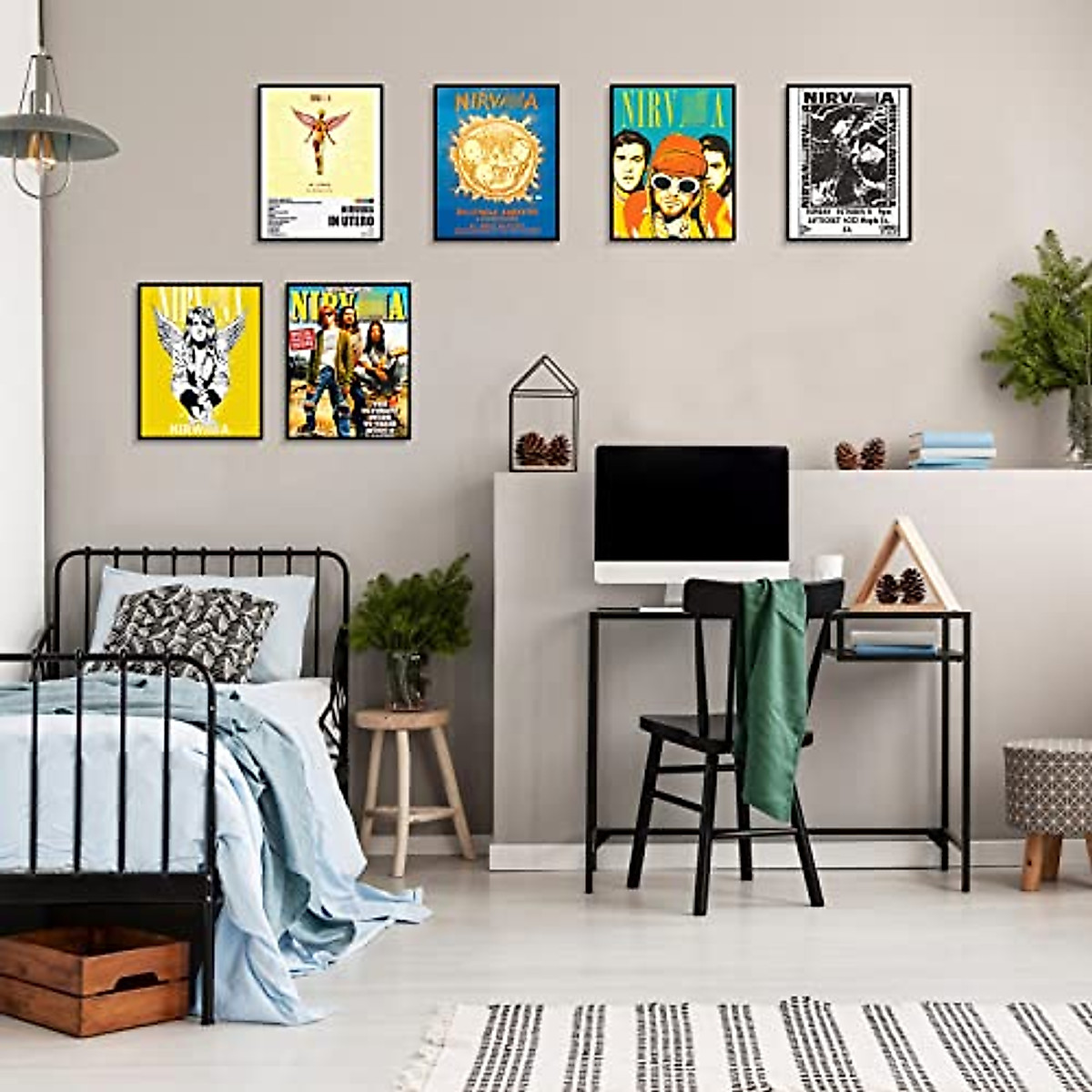 TRANSFIX Nirvana Band Posters - Set of 6 Pcs Unframed Canvas Prints Rock Posters Vintage Band Posters 8 * 10" Music Posters Rock N Roll Posters for Men Women Teens Boys Fans Music Lovers